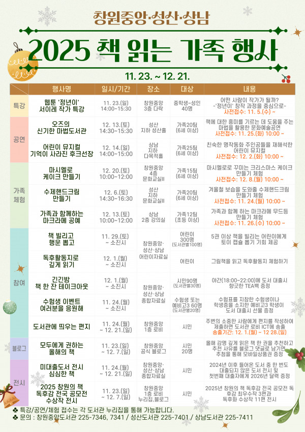 2025년 책 읽는 가족 행사 안내 > 공지사항 | 도서관사업소